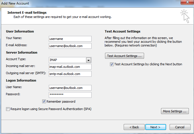 Outlook.com IMAP settings - evo's smarter life